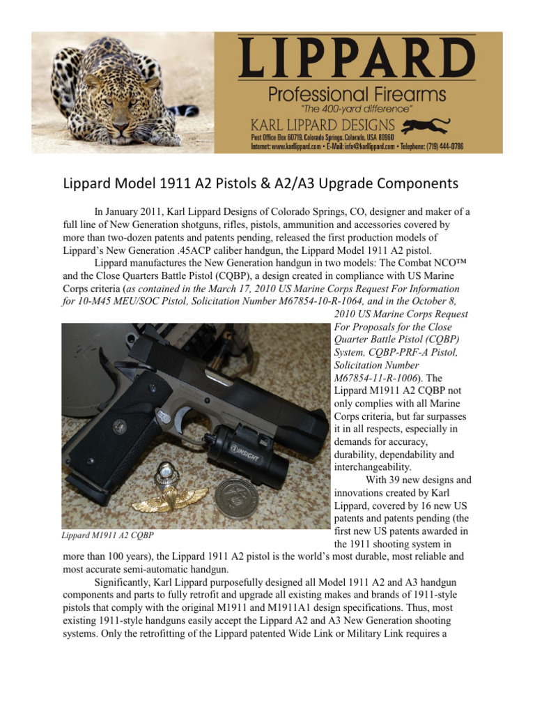 Lippard Model 1911 A2 Pistols & A2_A3 Upgrade ... - Karl Lippard | PDF ...