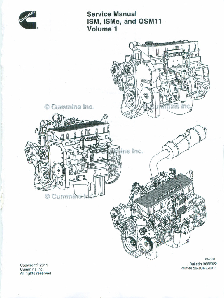 Service Manual Ism, Isme, and Qsm11: Cummins Inc. Ail Rights Reserved ...
