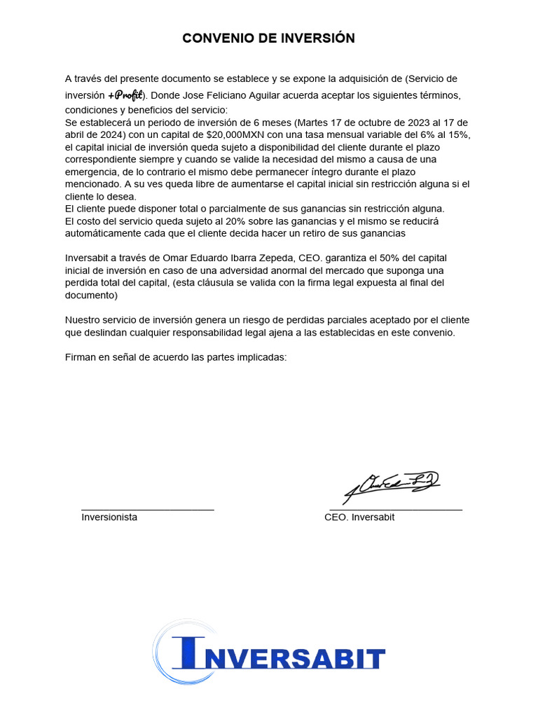 Convenio de inversion | PDF
