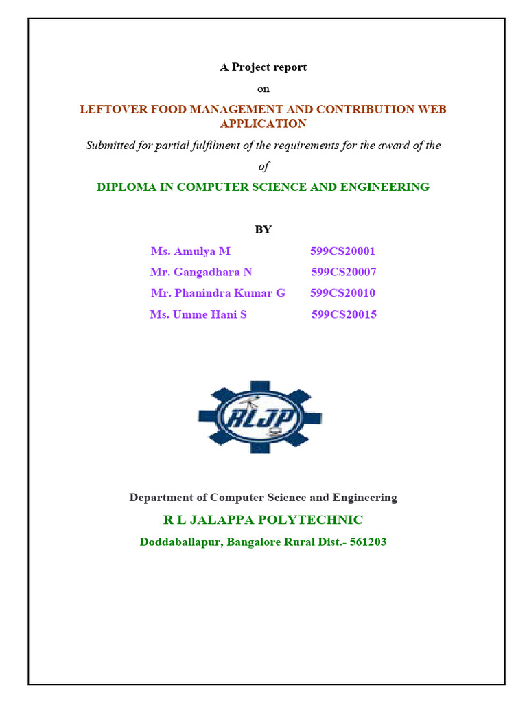 Project Cover Pages | PDF | Diploma