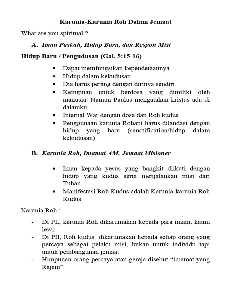 Karunia Rohani untuk Pembangunan Jemaat | PDF | Agama & Spiritualitas
