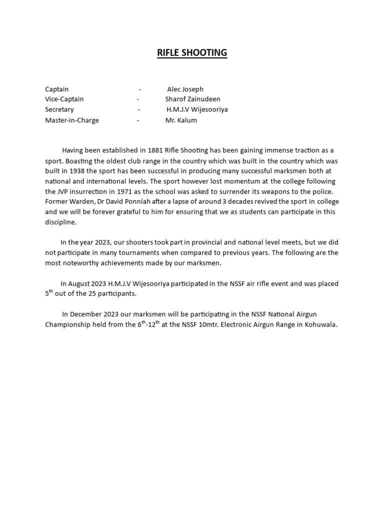 Rifle Shooting | PDF