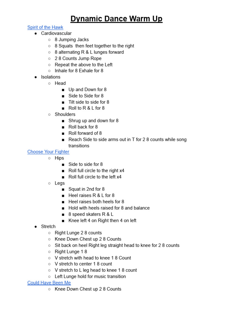 Dynamic Dance Warm Up | Download Free PDF | Foot