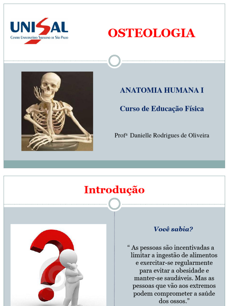 Aula 2 - Osteologia - 2019 | Download grátis PDF | Osso | Esqueleto