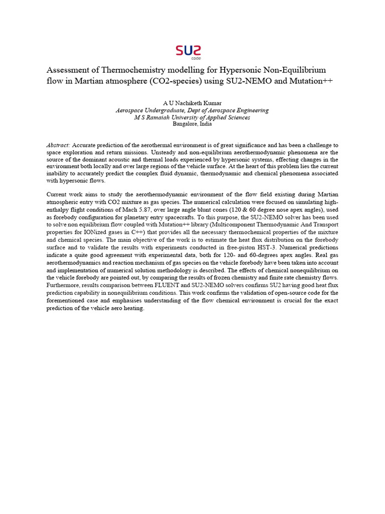 SU2 Conference Abstract | PDF | Fluid Dynamics | Non Equilibrium Thermodynamics