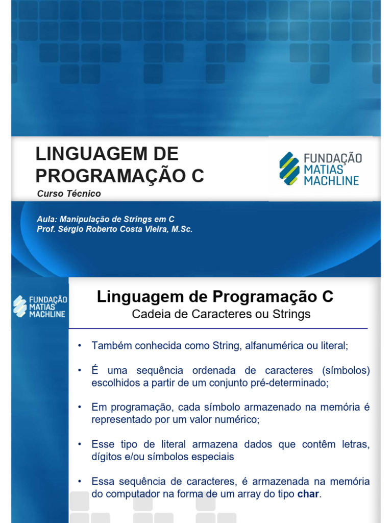 Aula 21 24 Manipulacao de Strings FMM FP | PDF | C (linguagem de ...