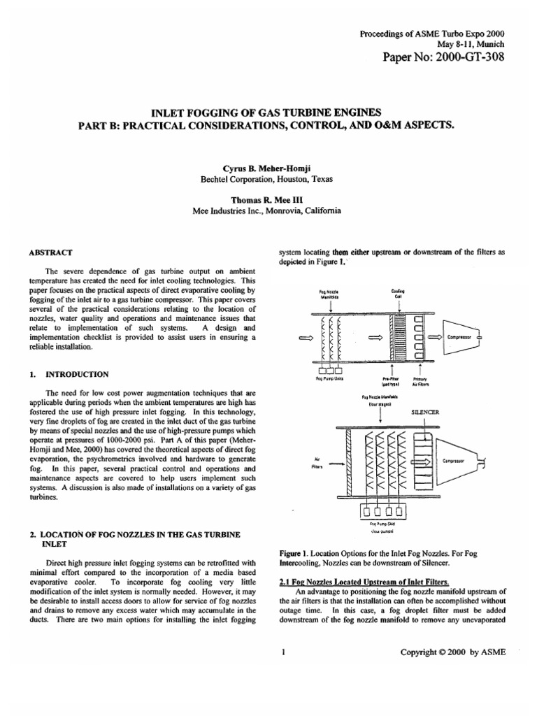 Inlet Fogging of Gas Turbine Engines | PDF | Pump | Gas Turbine