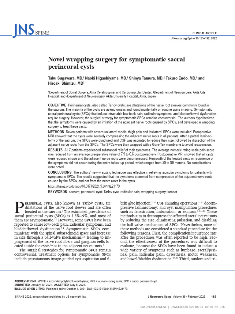 J Neurosurg Spine Article p185 | PDF | Nervous System | Clinical Medicine