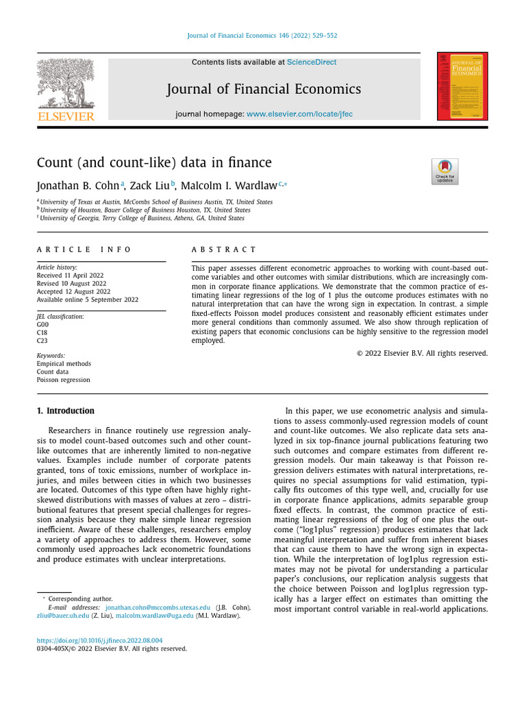 Journal of Financial Economics: Jonathan B. Cohn, Zack Liu, Malcolm I ...