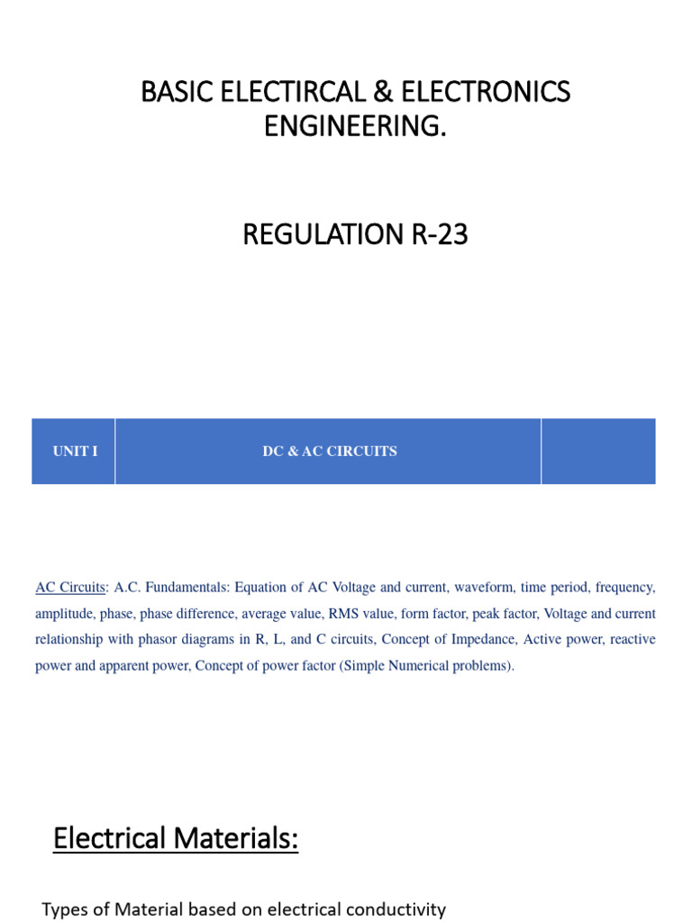 Unit-1 - DC AC Ciruit Analysis | PDF | Electric Current | Series And ...