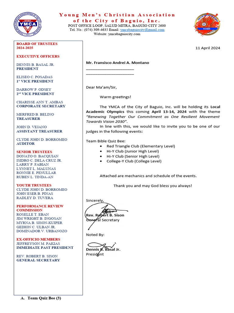 Invitation Letter (Judges) | PDF