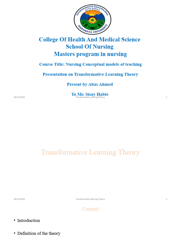 Abas (Transformative Learning Theory) | PDF | Learning Theory ...