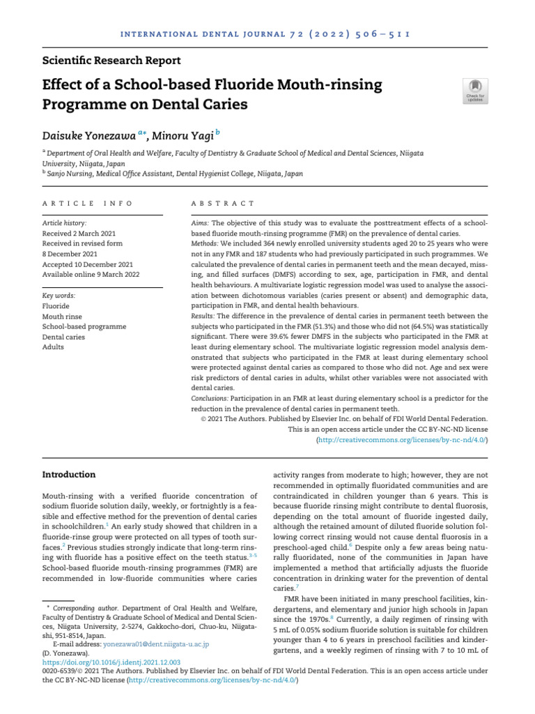 Effect of A School-Based Fluoride Mouth-Rinsing Programme On Dental ...
