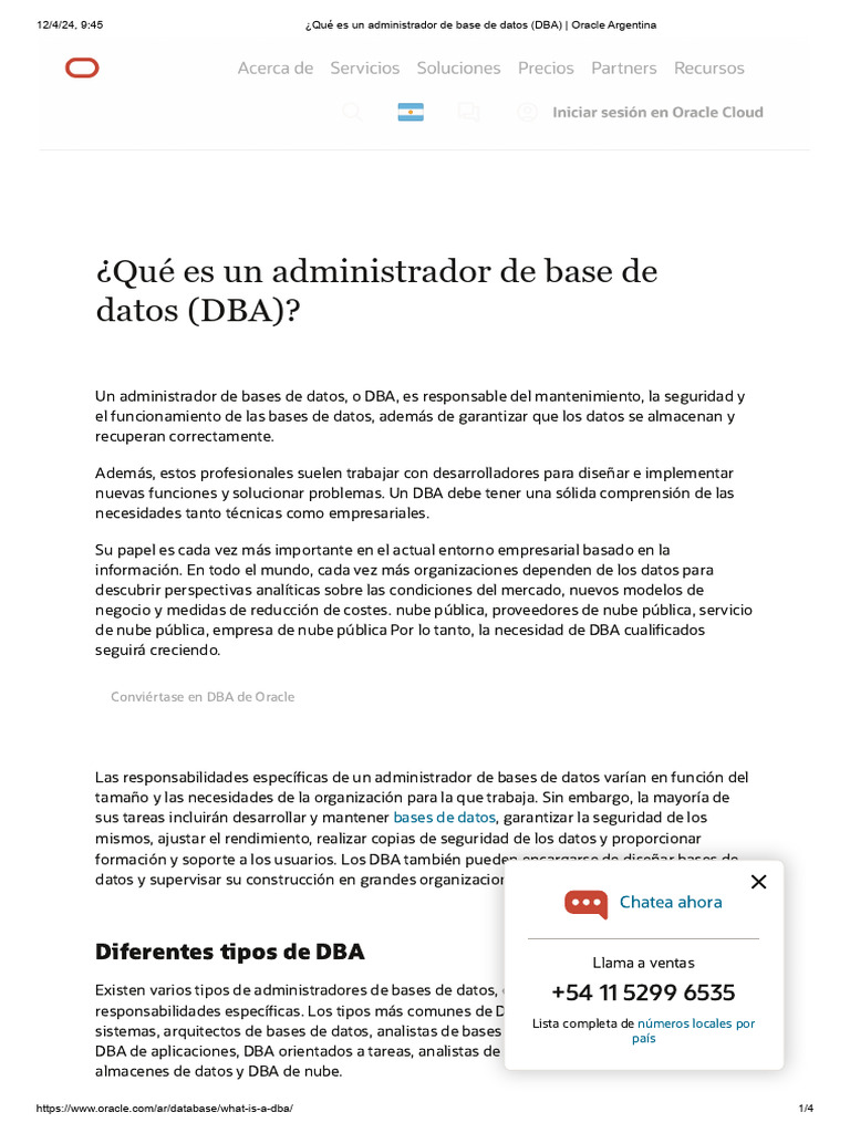 ¿Qué Es Un DBA | PDF | Computación en la nube | Bases de datos