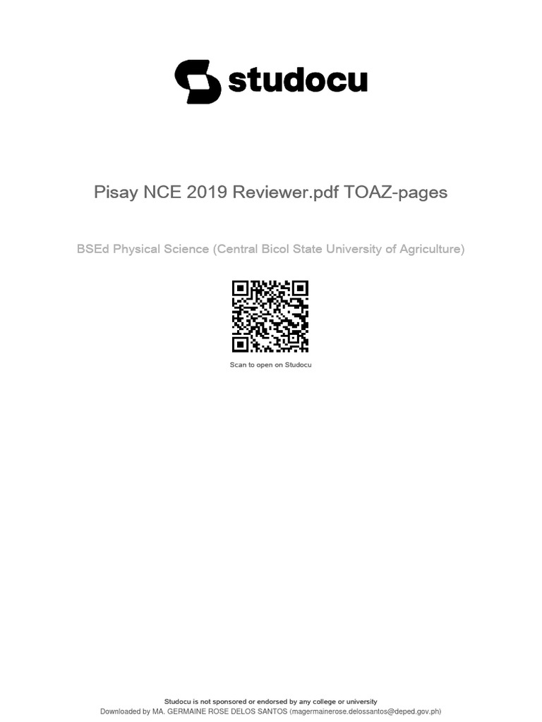 Pisay NCE 2019 Reviewer PDF | PDF | Law | Science & Mathematics