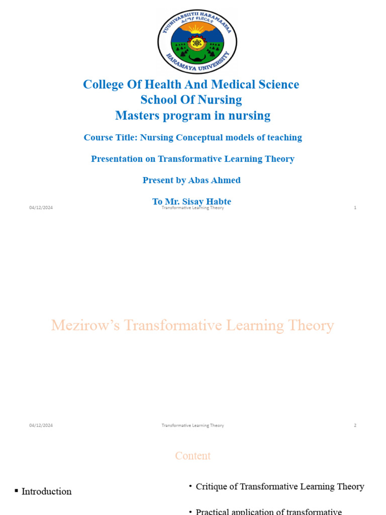 Transformative Learning Theory by Abas | PDF | Learning Theory ... Transformative Learning Theory by Abas | PDF | Learning Theory ...