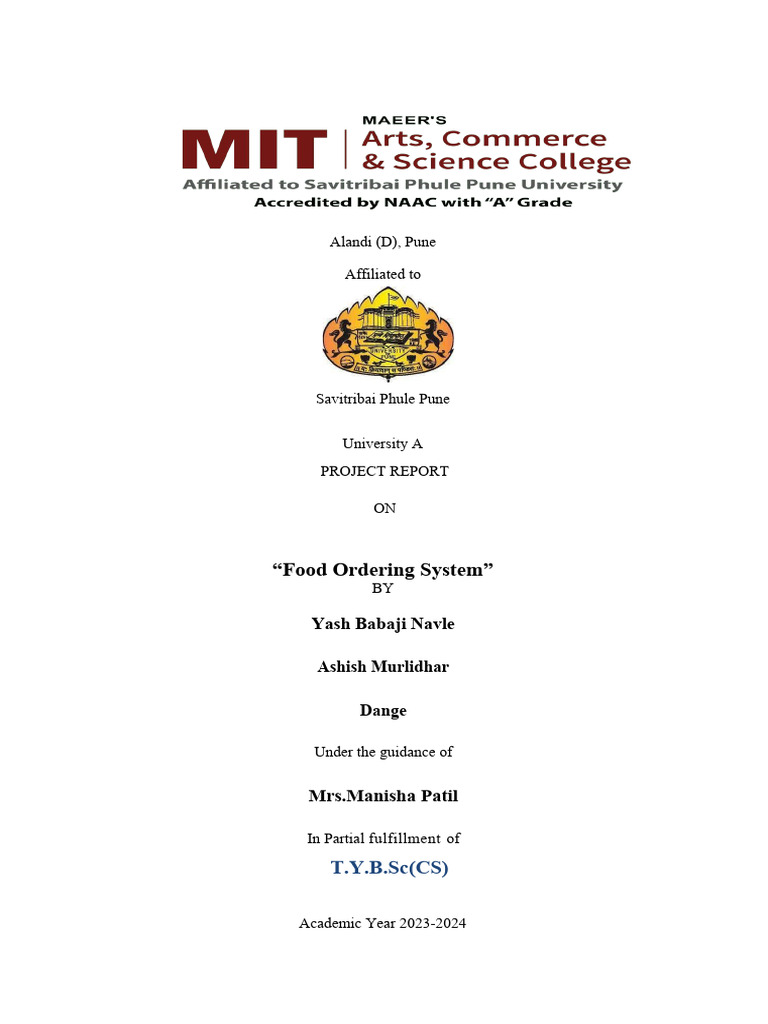 Project Report Format T.Y.BSc (CS) | PDF | Computing | Systems Engineering
