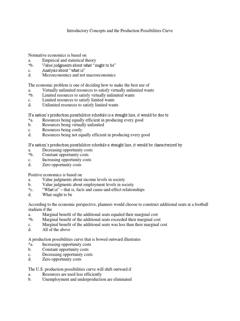 PPC Questions | PDF | Factors Of Production | Economics