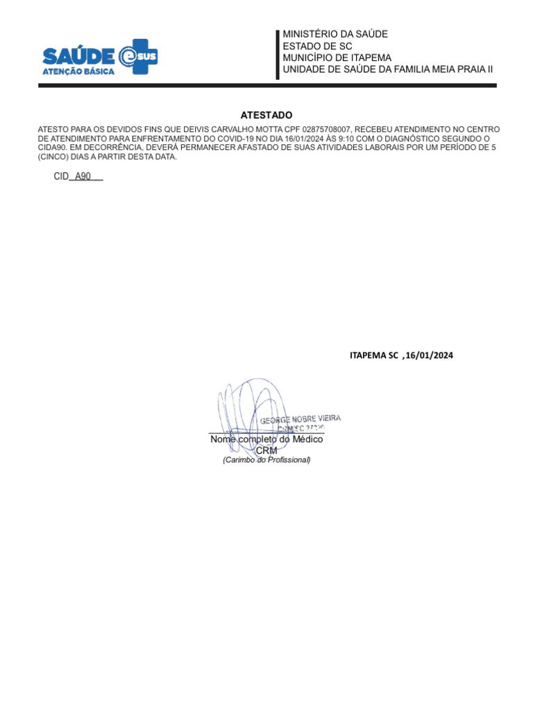 Atestado De Sc Pdf