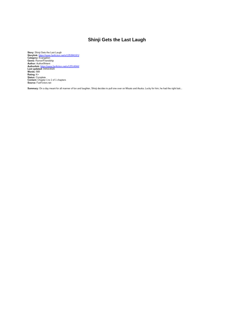 Author0fntent - Shinji Gets The Last Laugh | PDF