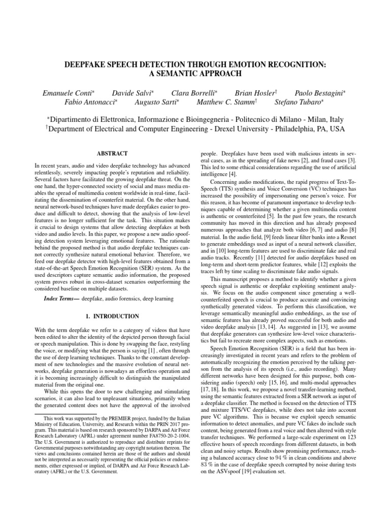 2022 ICASSP Audio Deepfake Emotions+ | PDF | Computational Neuroscience | Cognition