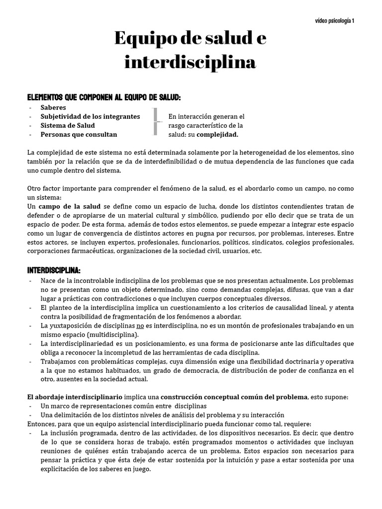 Interdisciplina 1 - Vídeo Psicología | PDF | Sicología ...