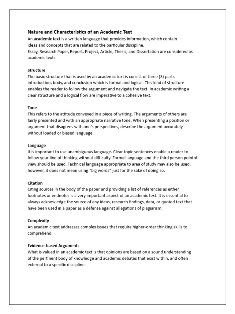 Nature and Characteristics of An Academic Text | PDF | Subject (Grammar ...