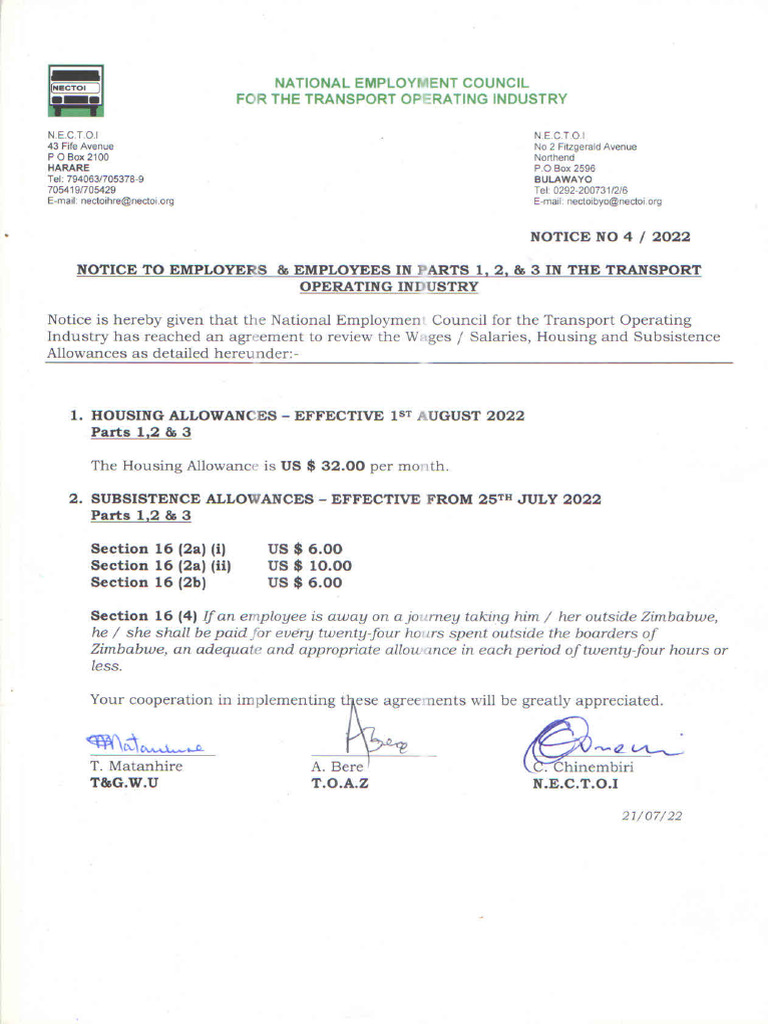 Allowances Notice July 2022 | PDF
