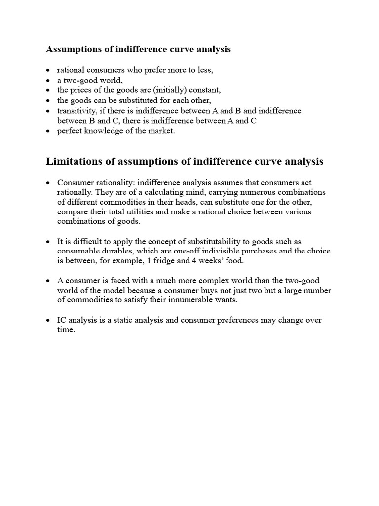 Assumptions of Indifference Curve Analysis | PDF | Finance & Money ...