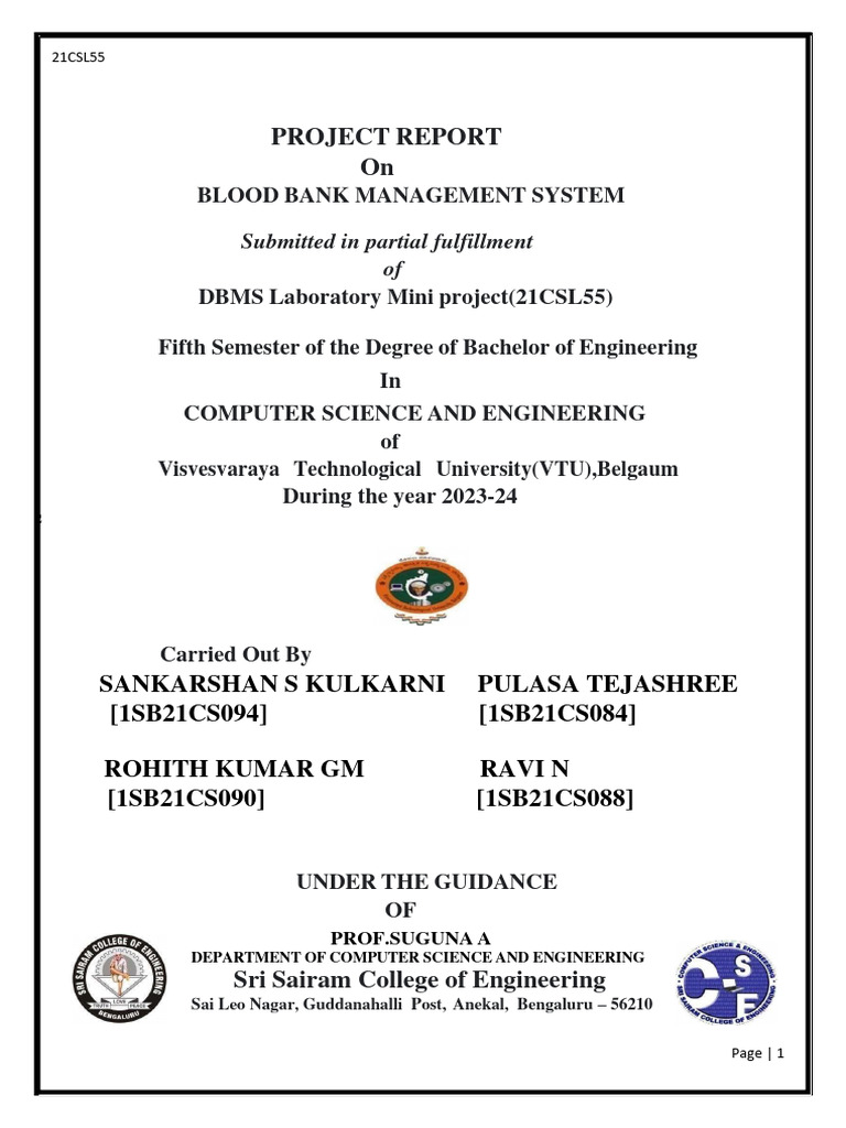 Blood Bank Dbms Report | PDF | Blood Transfusion | Use Case