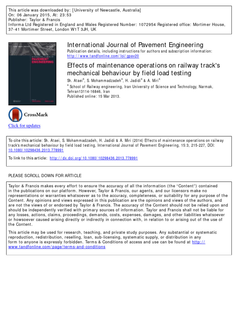Railway Track Maintenance Effects on Mechanics | PDF | Stiffness | Beam ...