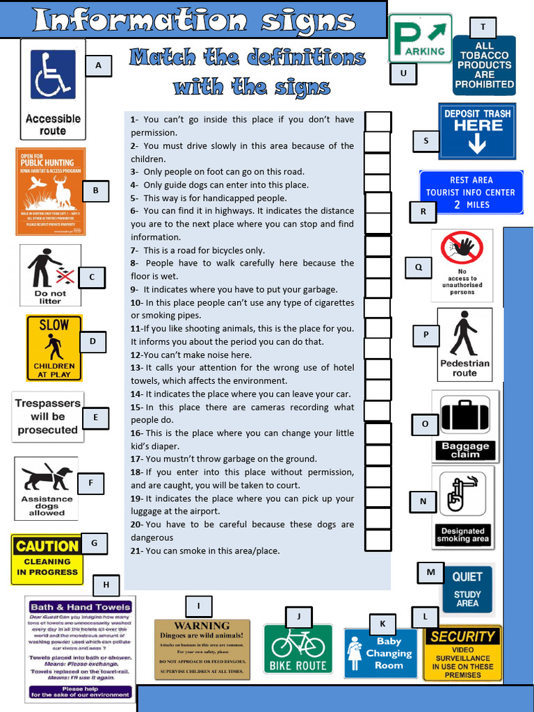 Information-Signs MATCHING | PDF
