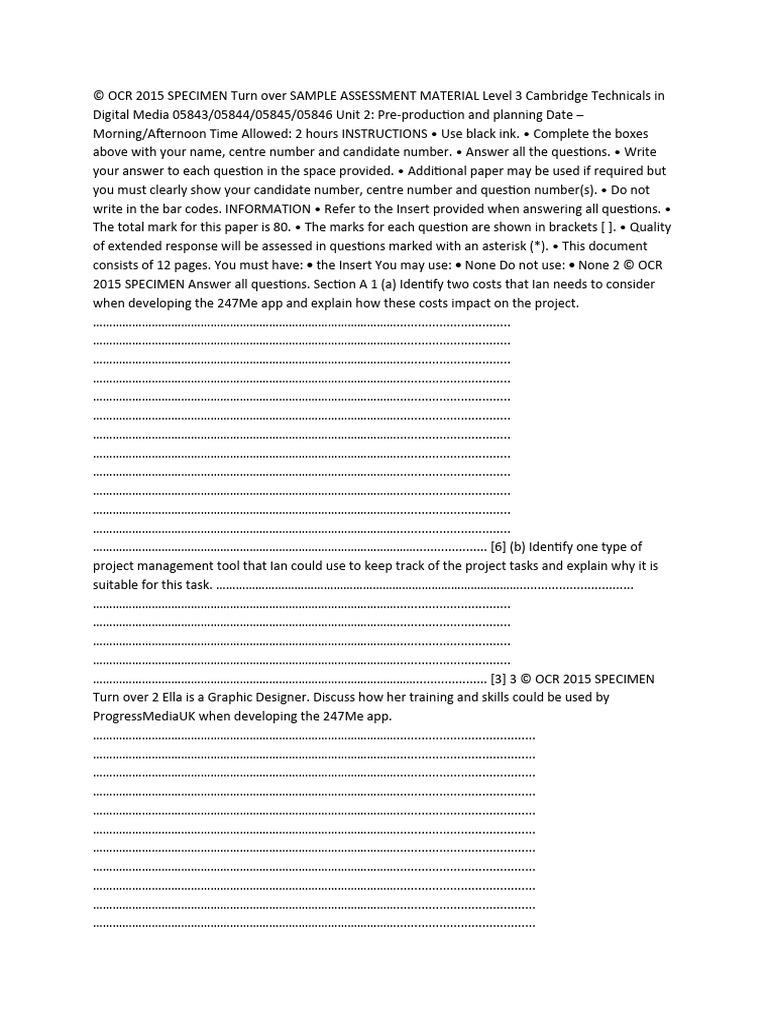 Cambridge Technicals Digital Media Assessment | PDF | Swot Analysis ...