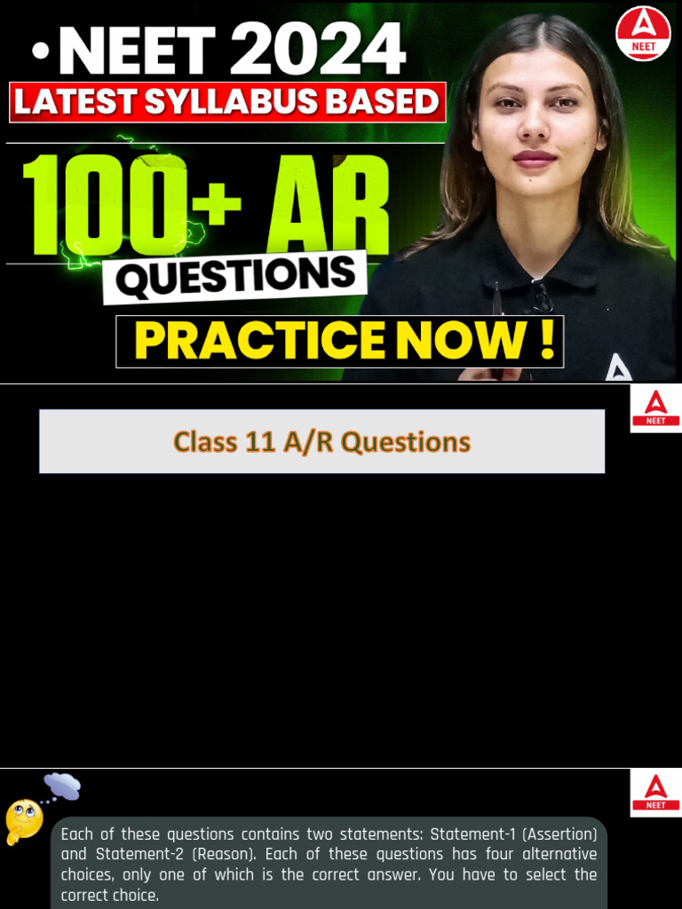 Chapter-Wise AR Questions For NEET 2024 | PDF | Force | Acceleration