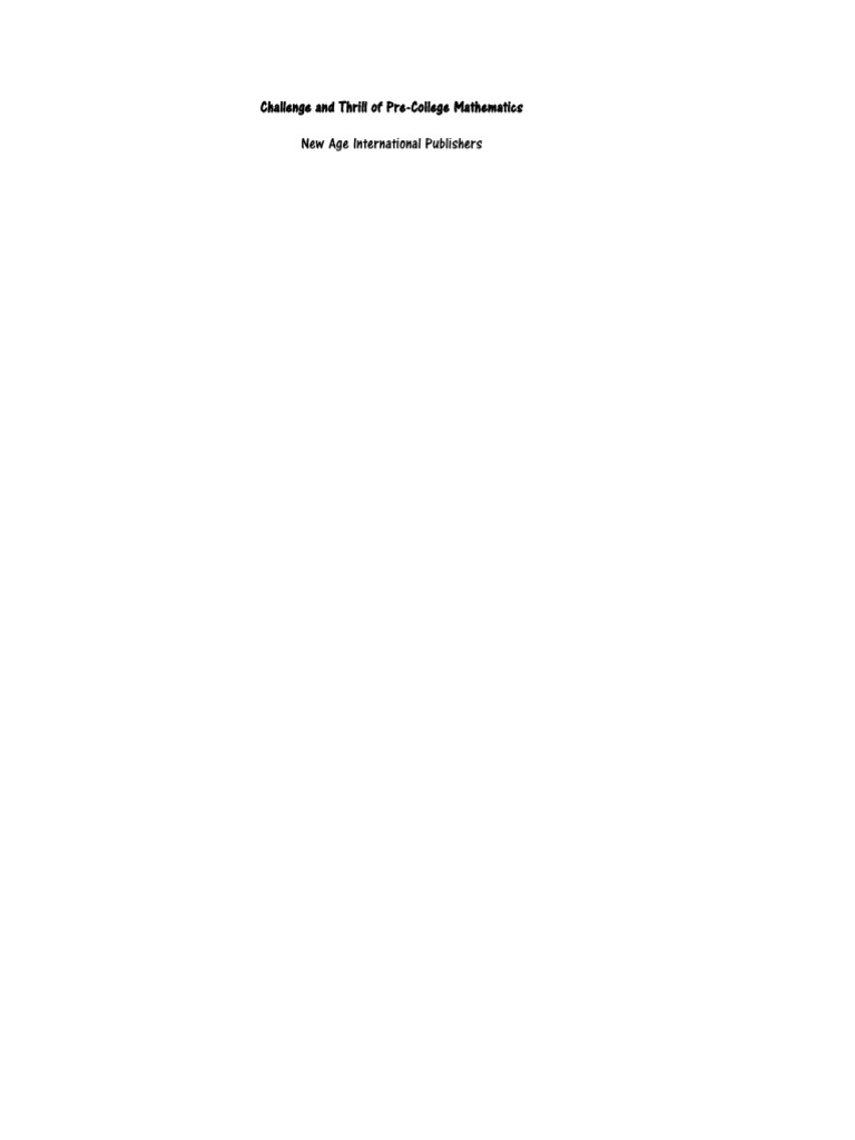 Pre-College Mathematics Challenges | PDF