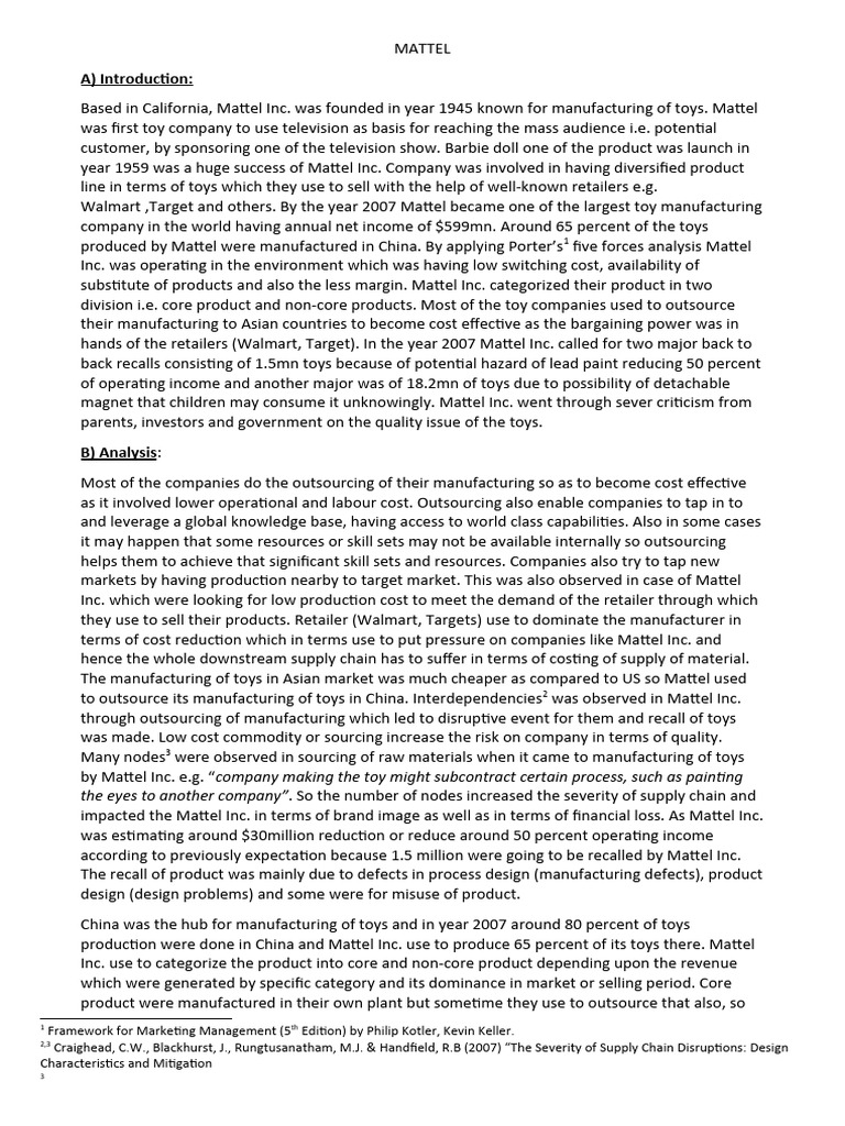 Mattel | PDF | Supply Chain | Toys
