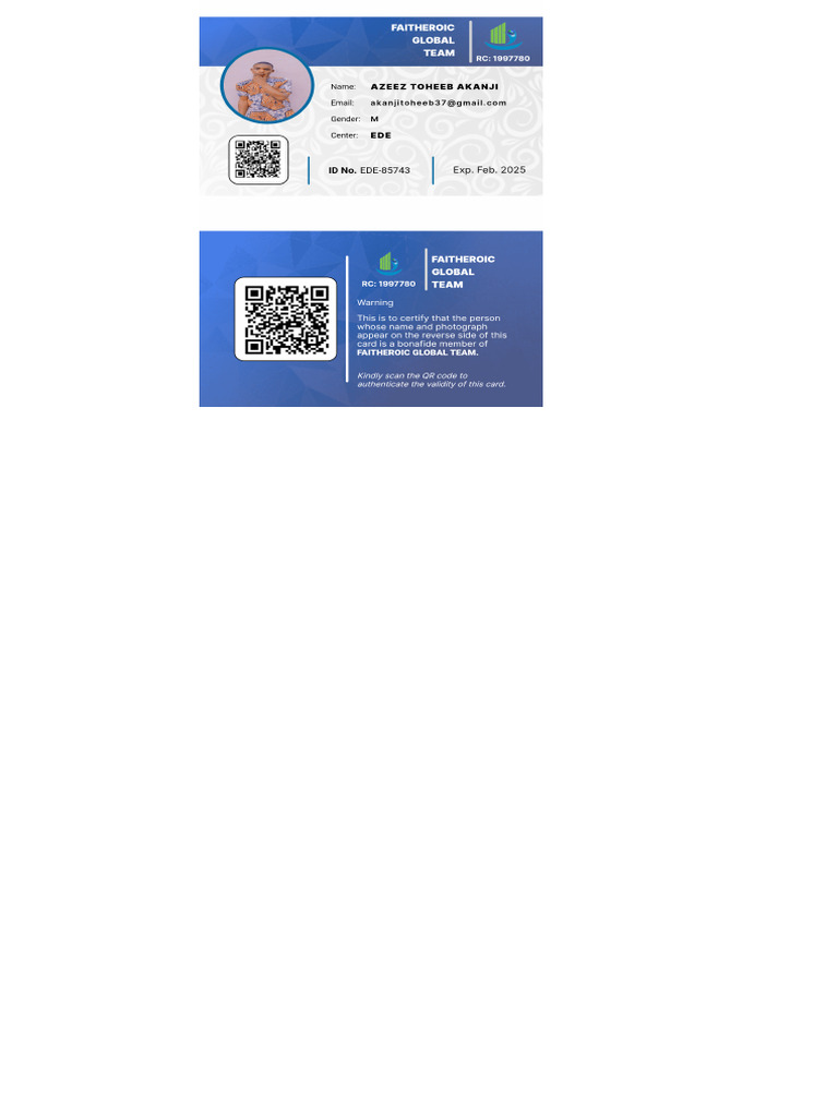 Azeez Toheeb Akanji-Id-Card | PDF