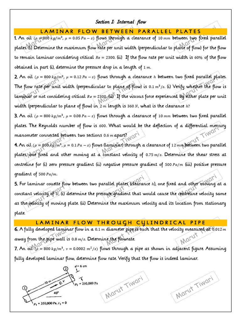 5. Viscous Incompressible Flow DPPs 21-12-2021 | PDF | Fluid Dynamics | Reynolds Number