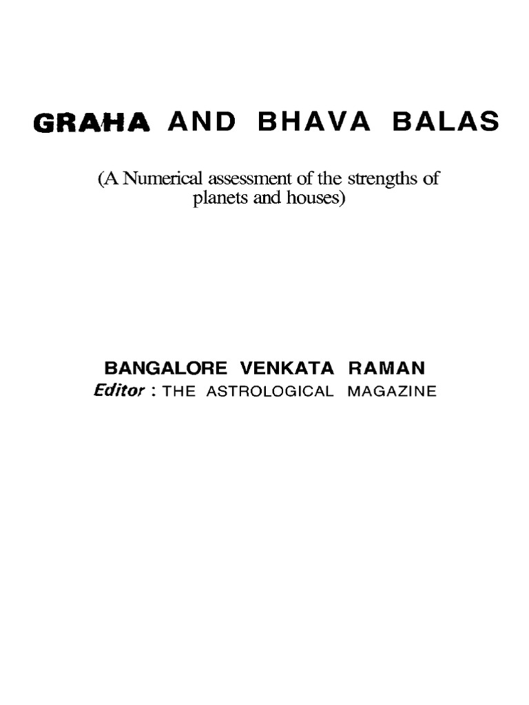 Bhava and Graha Balas - B.v.raman 1996 | PDF | Horoscope | Hindu Astrology