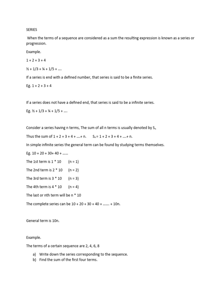 SERIES | PDF | Sequence | Series (Mathematics)