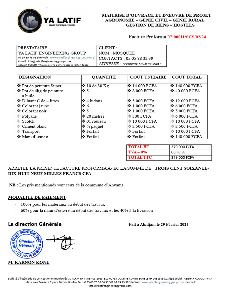 Facture Proforma pour Projet Agronomique | PDF