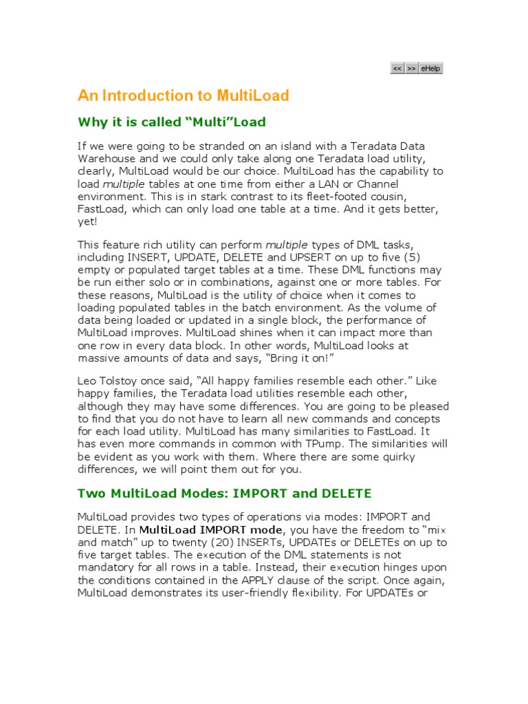 An Introduction To MultiLoad | PDF | Table (Database) | Database Index