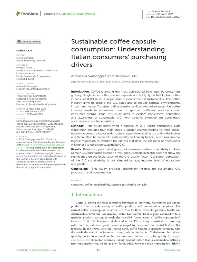 Sustainable Coffee Capsule Consumption - Understanding Italian ...