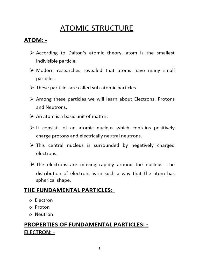 Atomic Structure | PDF | Atoms | Atomic Nucleus