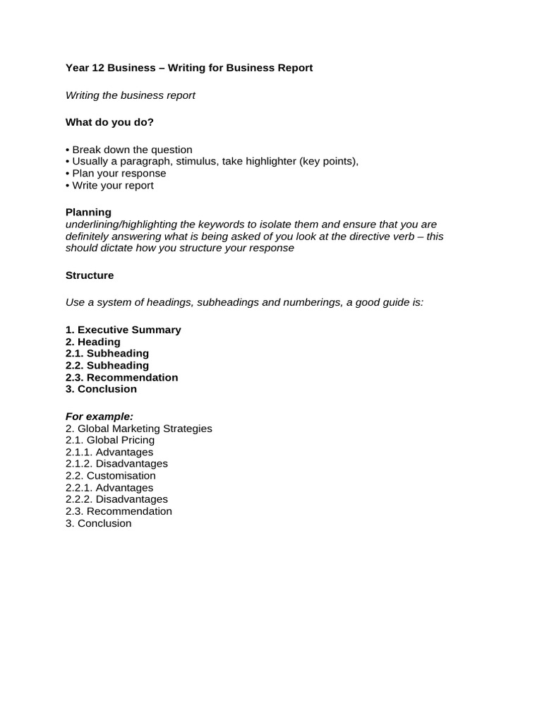 Business Studies Report Structure Help | PDF | Pricing | Cognition