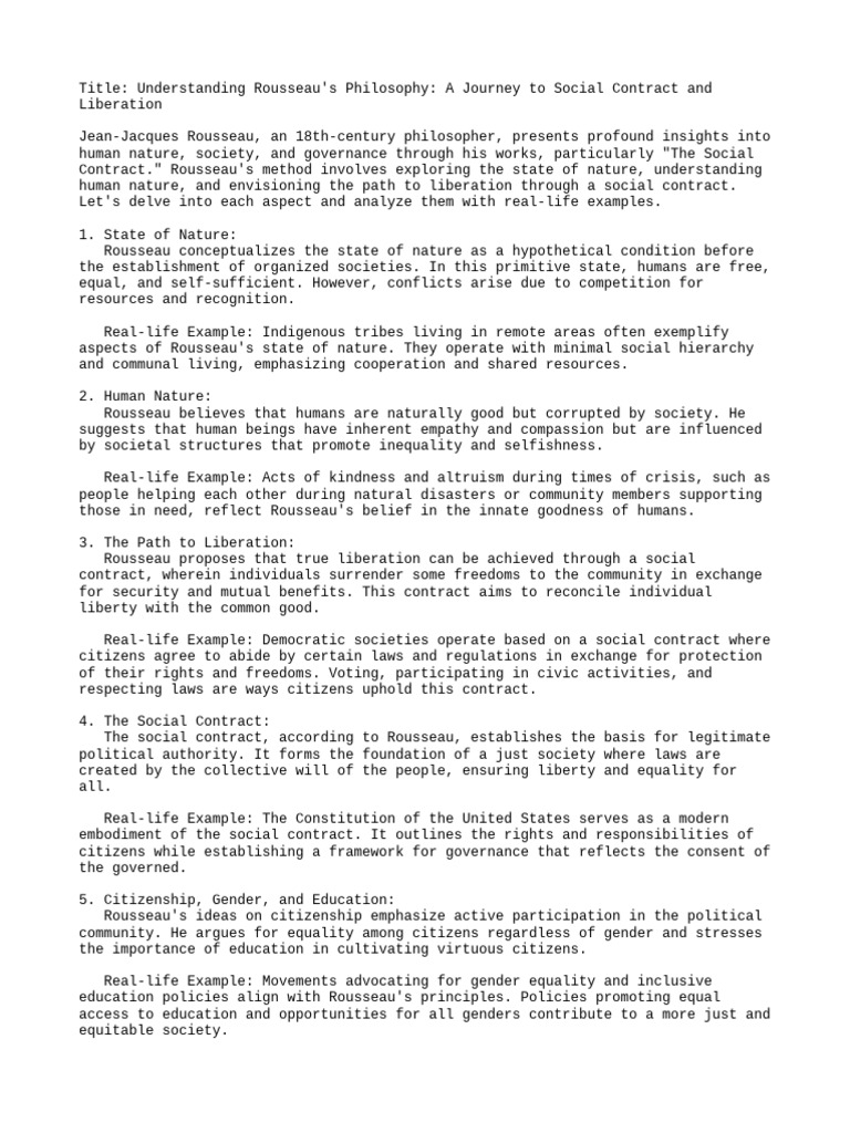 Rousseau | PDF | Social Contract | Jean Jacques Rousseau