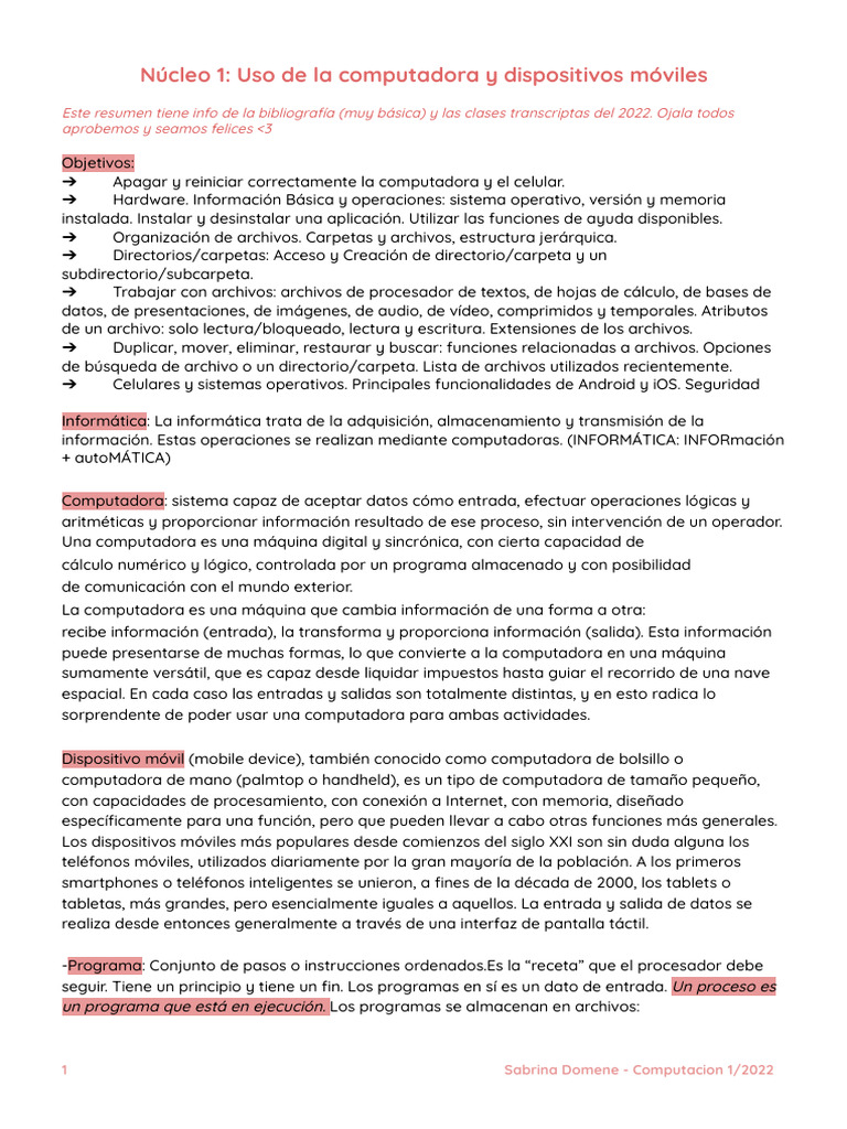 RESUMEN COMPUTACION 2022 | PDF | Informática | Ciencias de la Computación