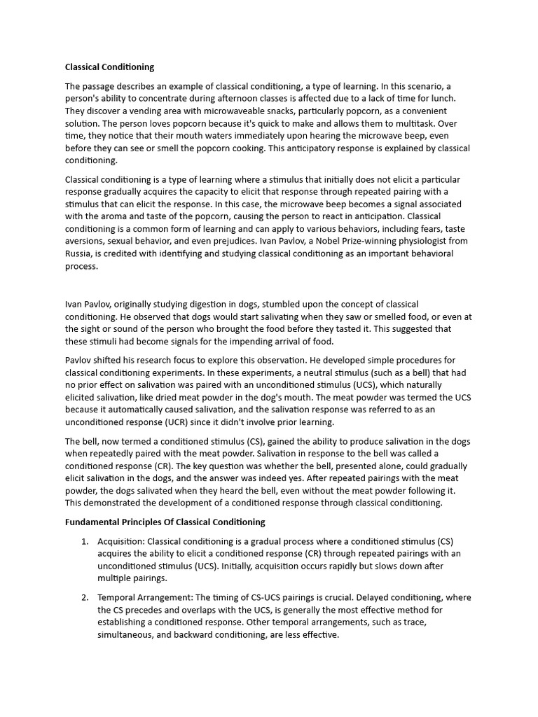 Learning Psych Process | PDF | Classical Conditioning | Psychology