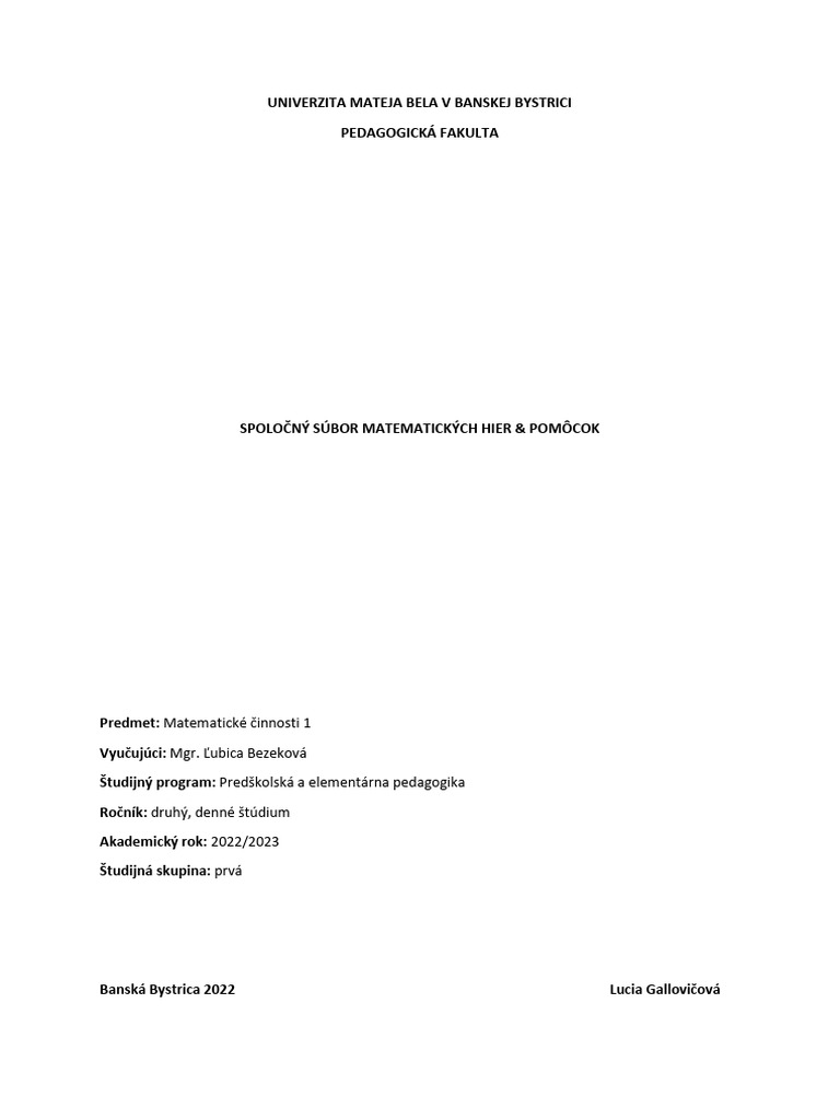 Súbor Matematických Úloh | PDF