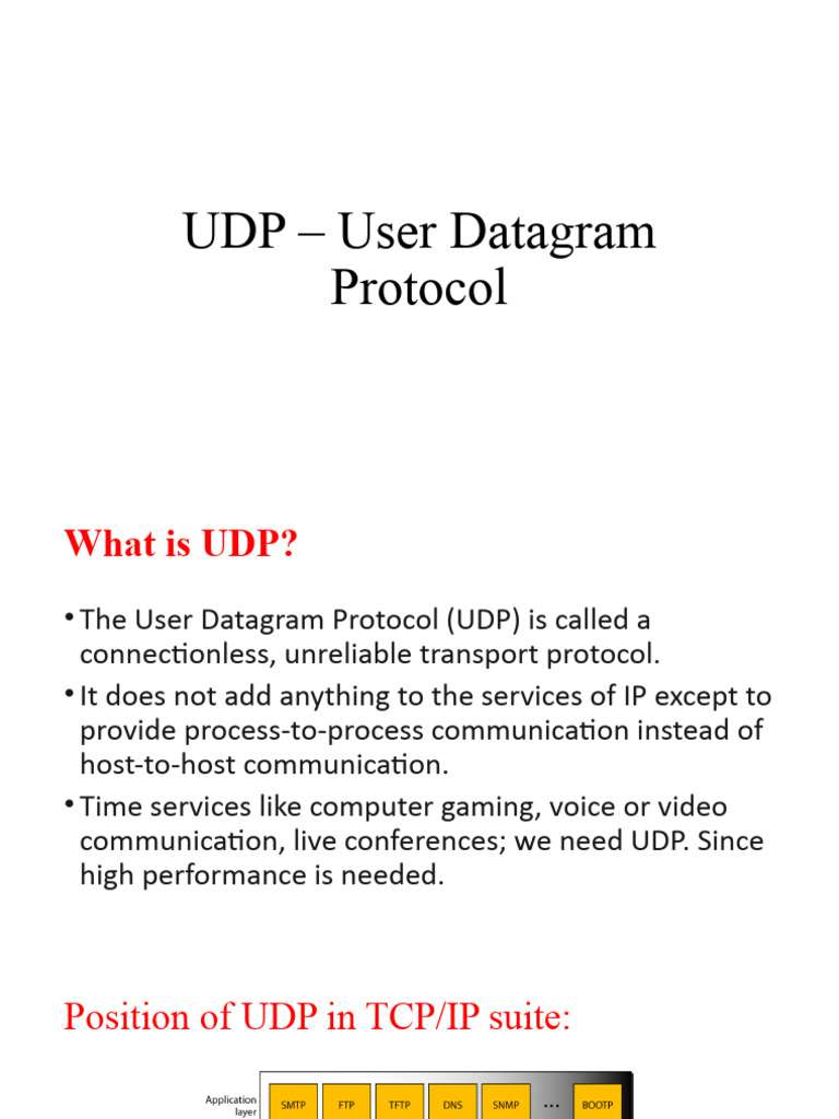 UDP - User Datagram Protocol | PDF | Transmission Control Protocol | Communications Protocols